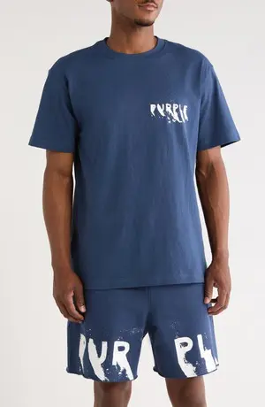 PURPLE BRAND Logo Graphic T-shirt - Blue