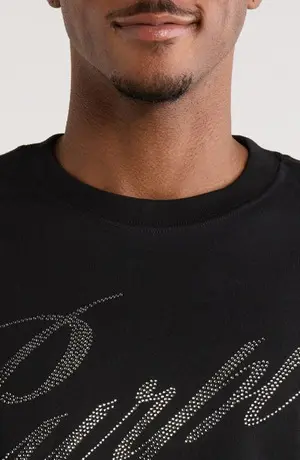 PURPLE BRAND Crystal Embellished Logo Graphic T-shirt