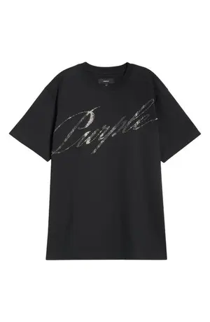 PURPLE BRAND Crystal Embellished Logo Graphic T-shirt