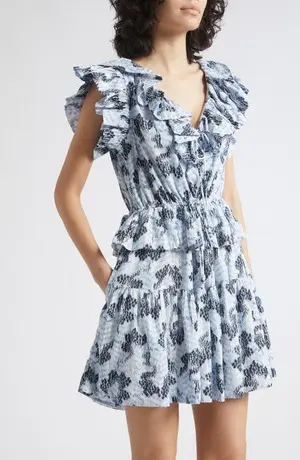 Ulla Johnson Celie Abstract Print Ruffled Minidress