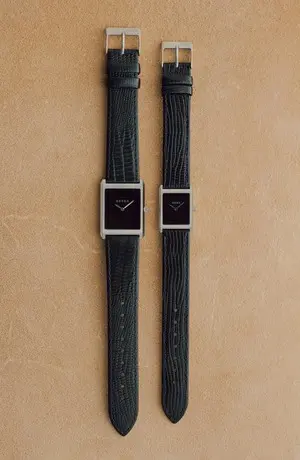 BREDA Small Virgil Leather Strap Tank Watch