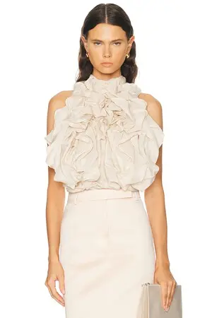 MAISON MARGIELA Ruffled Halterneck Blouse - Sand