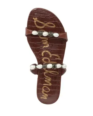 Sam Edelman Embellished Leather Sandals - Burnt Brandy