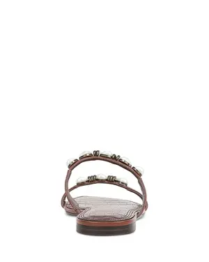 Sam Edelman Embellished Leather Sandals - Burnt Brandy