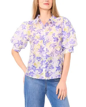 Vince Camuto Puff Sleeve Blouse - Blue Iris