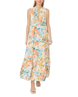 Vince Camuto Sleeveless V-neck Tiered Maxi Dress - Cool Peach