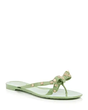 Valentino Garavani Rockstud Bow Thong Sandals - Mint