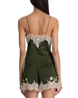 Alice + Olivia Julietta Button Front Cutaway Lace Slip Top