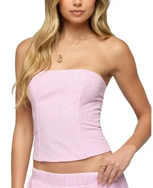 EDIKTED Amaliah Striped Strapless Corset - Pink