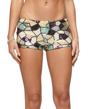 EDIKTED Tatianna Mixed Sequin Micro Shorts - Mix
