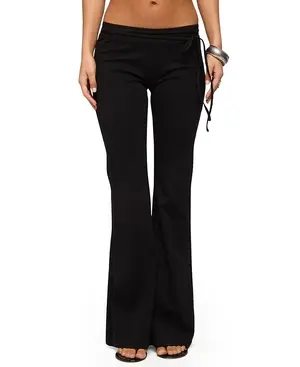 EDIKTED Junipar Waist Tie Flared Pants - Black