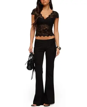 EDIKTED Junipar Waist Tie Flared Pants