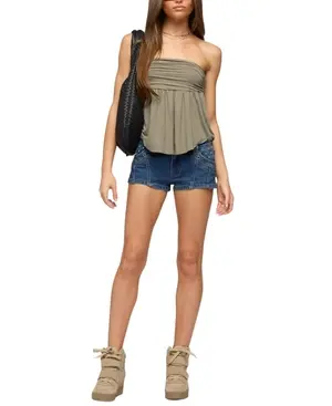 EDIKTED Bowey Draped Cutout Strapless Top