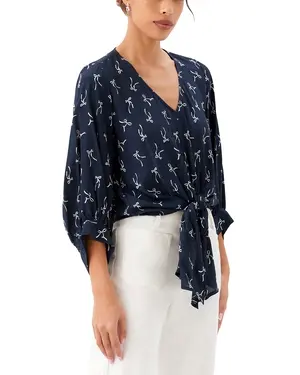 Karen Kane Blouson Sleeve Tie Front Top