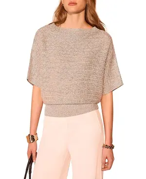 Mint Velvet Metallic Batwing Knit Top - Silver