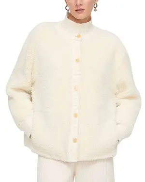 Lafayette 148 New York Reversible Shearling Jacket - Cloud/raffia