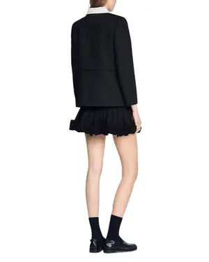 Sandro Contrast Collar Wool Jacket