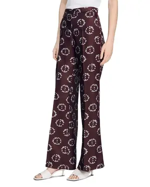 Sandro Floral Print Floaty Pants - Brown