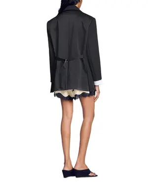 Sandro Mixed Material Satin Jacket
