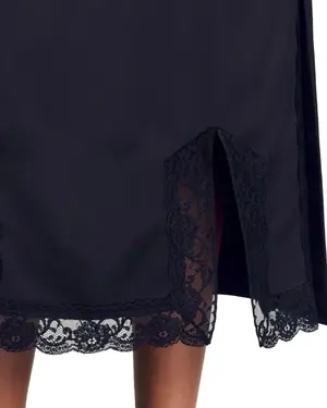 Sandro Long Mixed Material Lace Skirt