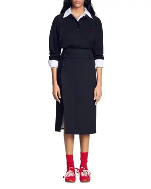 Sandro Mid Length Slit Wool Skirt