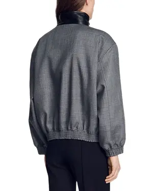 Sandro Oversized Leather Collar Jacket