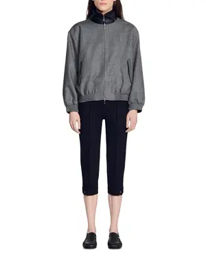 Sandro Oversized Leather Collar Jacket