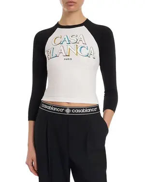 Casablanca Pima Jersey Baseball Tee - White