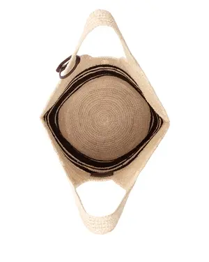 ANINE BING Leah Stripes Raffia Hobo Bag