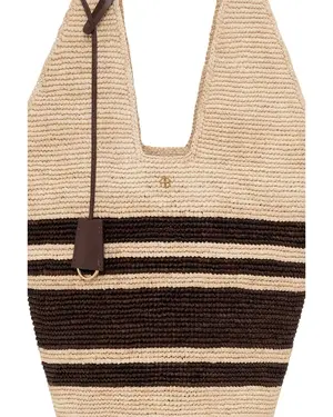 ANINE BING Leah Stripes Raffia Hobo Bag