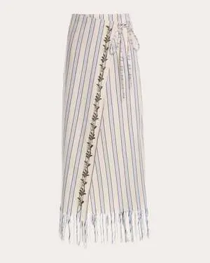 Agua Bendita Maria Valle Cotton Fringe Pareo - Multicolor