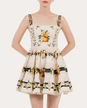 Agua Bendita Lima Valle Cotton Tiered Mini Dress