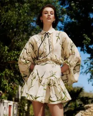 Agua Bendita Agar Azucar Linen Billowed Blouse