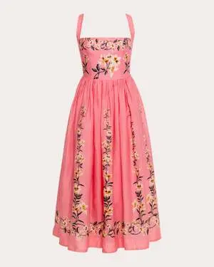 Agua Bendita Gathered Midi Dress - Pink