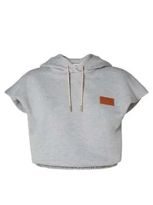 Fendi FENDI Sleeveless Drawstring Hooded Mini Sweatshirt Grigio
