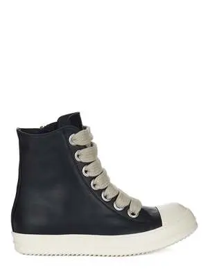 Rick Owens High Top Leather Sneakers - Nero