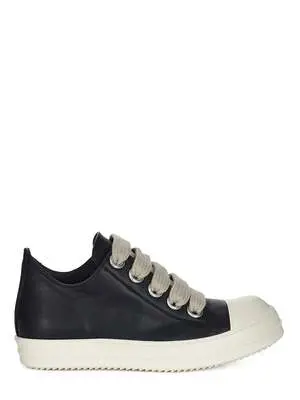 Rick Owens Round Toe Lace-up Sneakers With Shark-toothed Soles - Nero