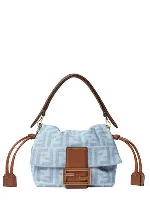 Fendi Mini Ff-embellished Handbag With Dual Straps 13 Cm X 16 Cm X 10 Cm - Azzurro