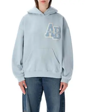 ANINE BING Light Blue Cotton Logo Hoodie - Washed Light Blue
