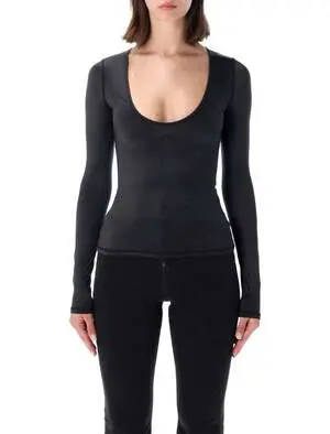 DIESEL® Long Sleeve Scoop Neck Logo Top