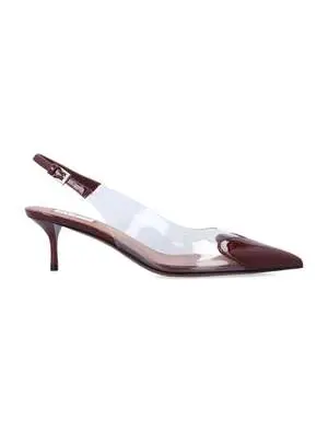 Alaïa Transparent Slingback Kitten Heel Pumps - Rouge Grenat