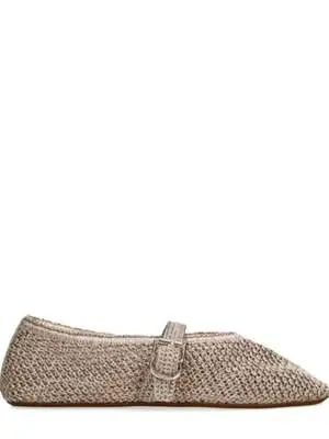 Alaïa Metallic Mesh Ballet Flats With Buckle Strap