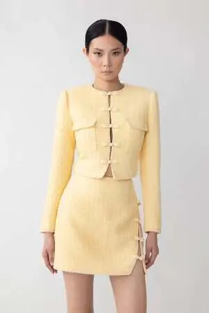SAU LEE Abbie Tweed Jacket With Pipa Knots