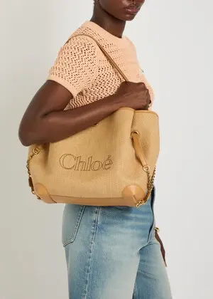 Chloé Embroidered Raffia Tote Bag