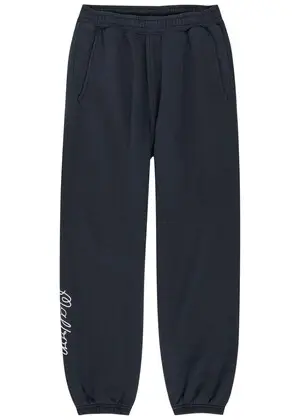 MALBON Clubhouse Logo Cotton Sweatpants - Navy