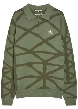 MALBON Verdant Patterned Cotton-knit Jumper - Olive