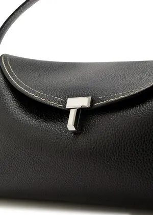 TOTEME T-lock Grained Leather Shoulder Bag - Black