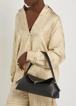 TOTEME T-lock Grained Leather Shoulder Bag - Black