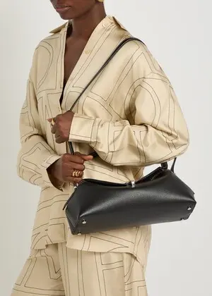 TOTEME T-lock Grained Leather Shoulder Bag - Black