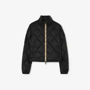 Burberry Packable Quilted Bramford Jacket With House Check Taping - Black